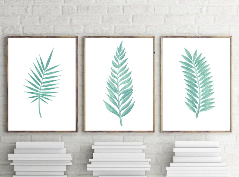 Set of 3 Botanical Prints,green Botanical Print, Botanical Print Set of ...