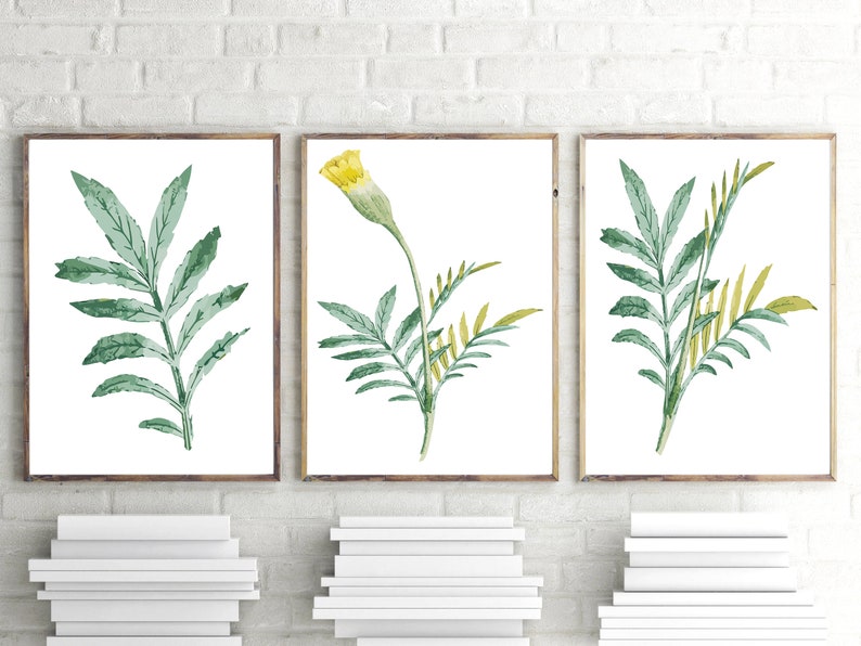 Set of 3 Prints, Set of 3 Wall Art, Yellow Flower Print, Yellow Flower ...