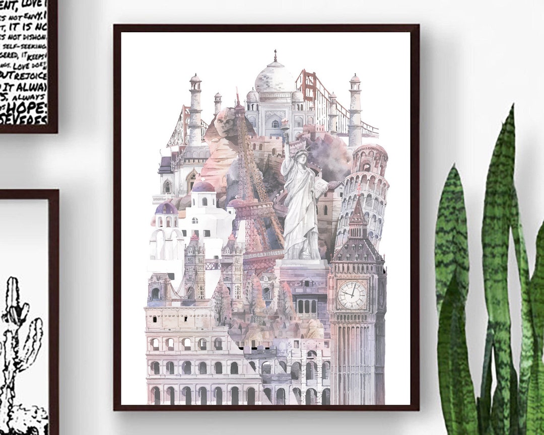 Architecture Print, Buildings Wall Art, Landmarks Prints, Digital Art ...
