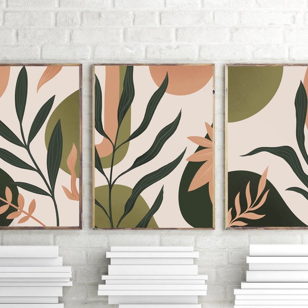 Set of 3 Leaf Print - Etsy