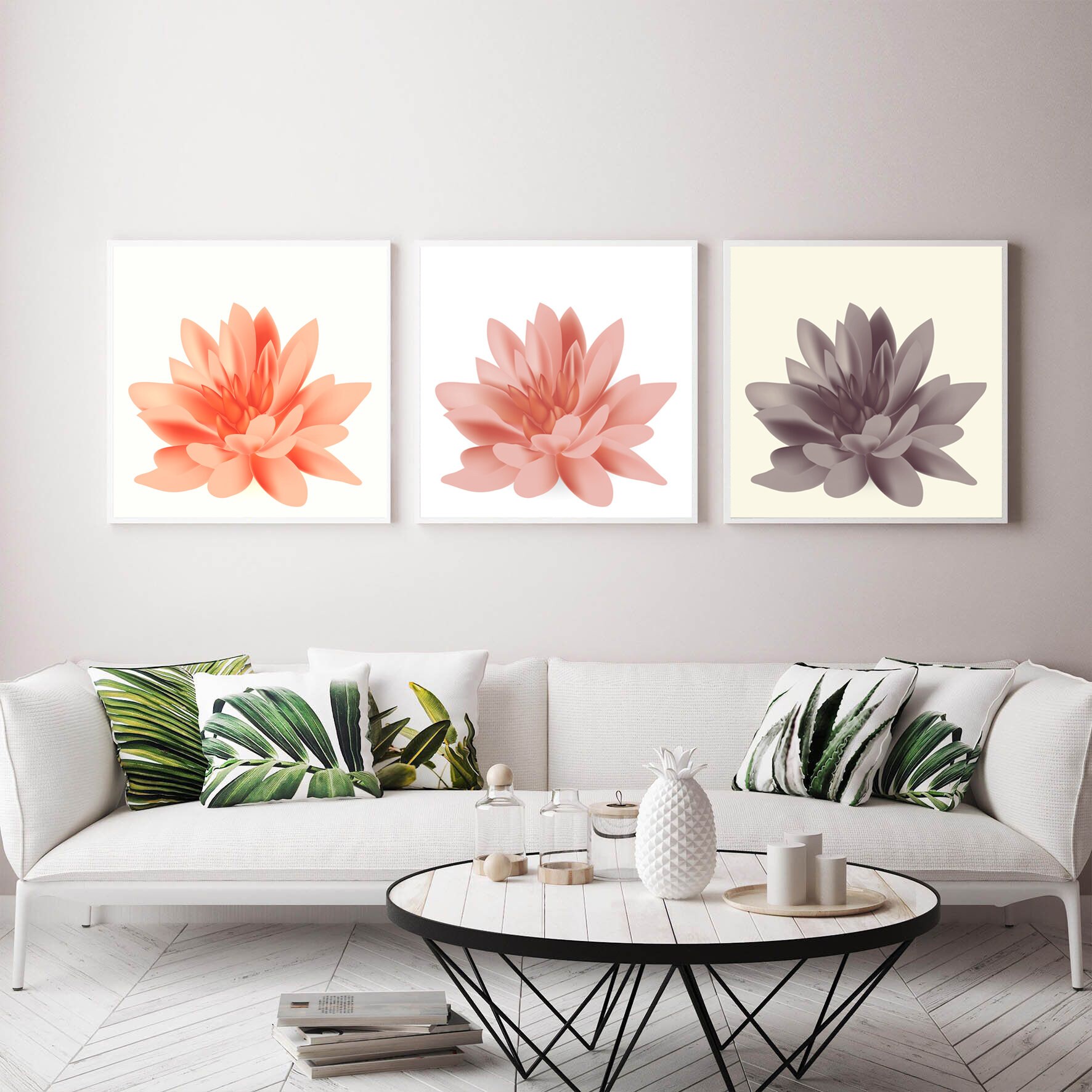 Set of 3 Prints, Set of 3 Wall Art, Flowers Decor, Flowers Wall Art ...