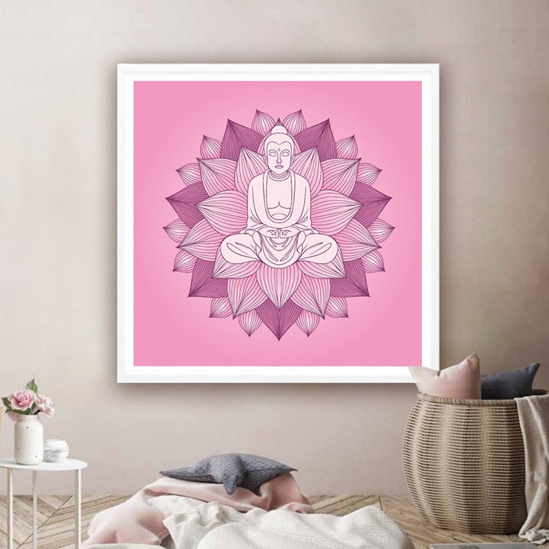 Pink Buddha Print, Yoga Studio, Zen Decor, Spiritual Wall Art ...
