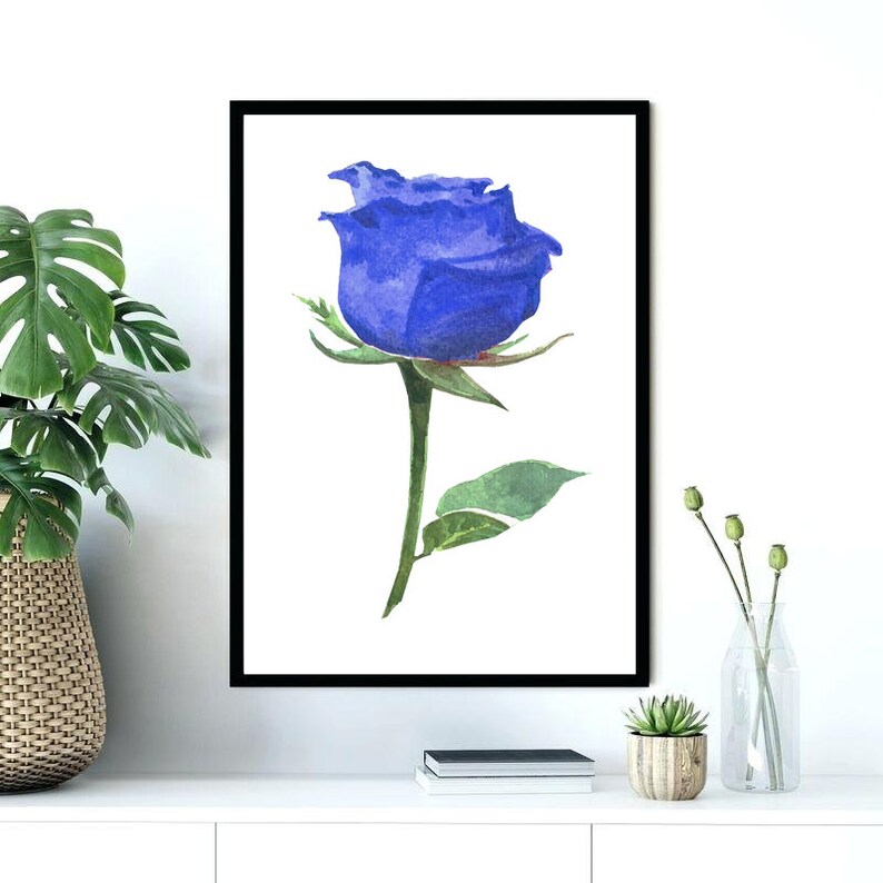 Set of 3 Prints,blue Wall Art,blue Flowers Print,set of 3 Wall Art ...