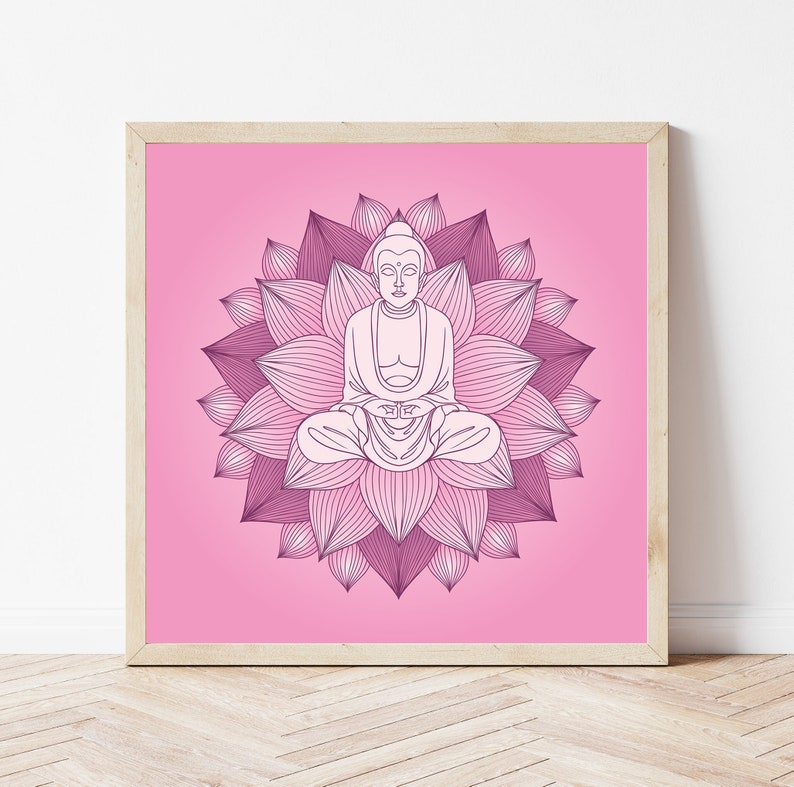 Pink Buddha Print, Yoga Studio, Zen Decor, Spiritual Wall Art ...