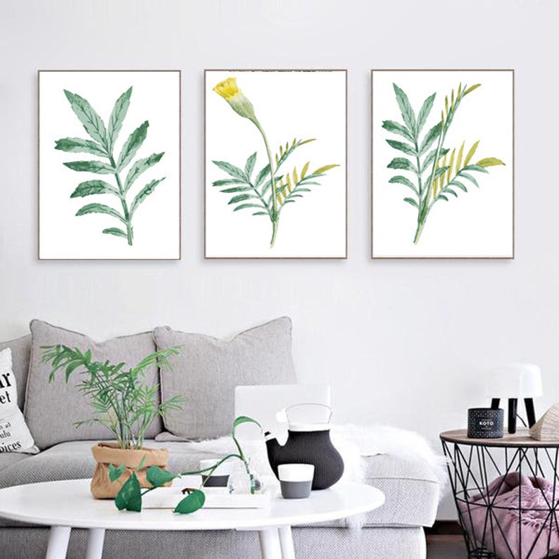 Set of 3 Prints, Set of 3 Wall Art, Yellow Flower Print, Yellow Flower ...