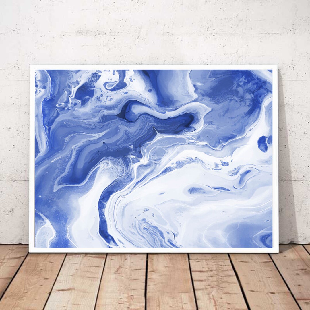 Blue Marble Print, Blue Marble Wall Art,blue Printable Art,blue Print ...