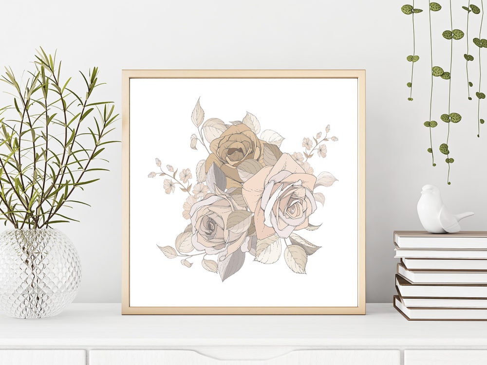 Flowers Decor, Botanical Print, Flowers Wall Art,floral Print,roses ...
