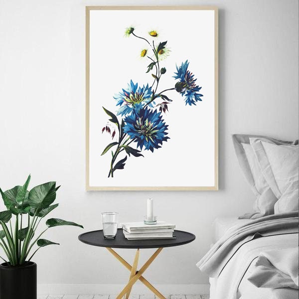 Blue Flowers Print, Blue Wall Decor, Flowers Wall Art, Blue Botanical ...