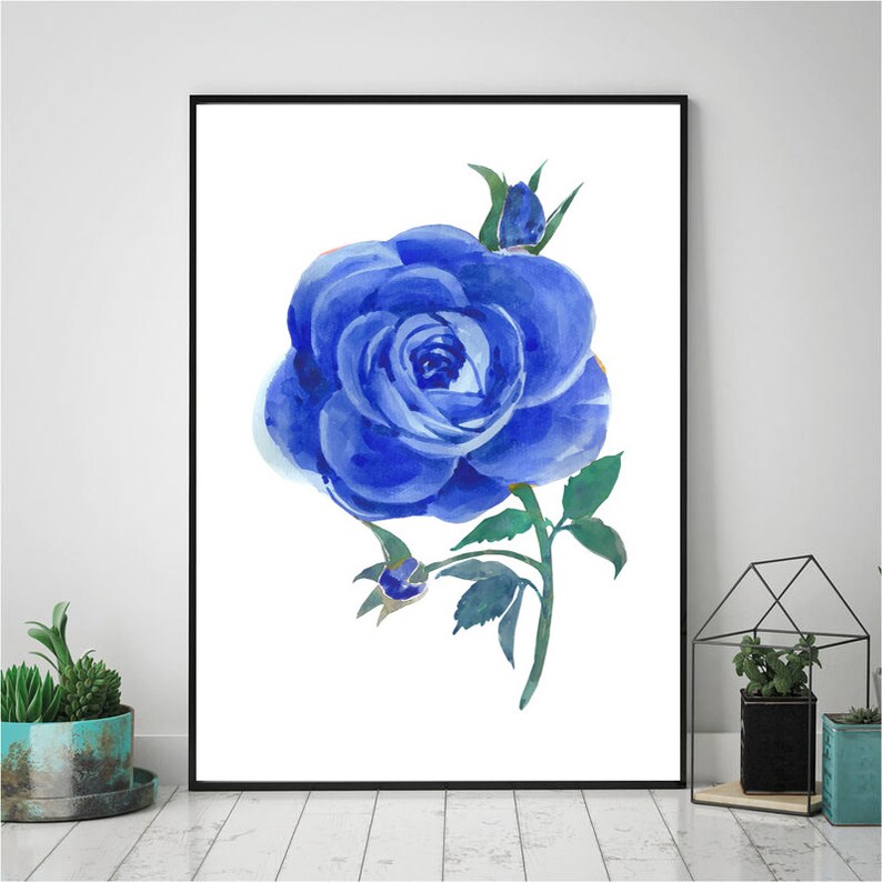 Set of 3 Prints,blue Wall Art,blue Flowers Print,set of 3 Wall Art ...