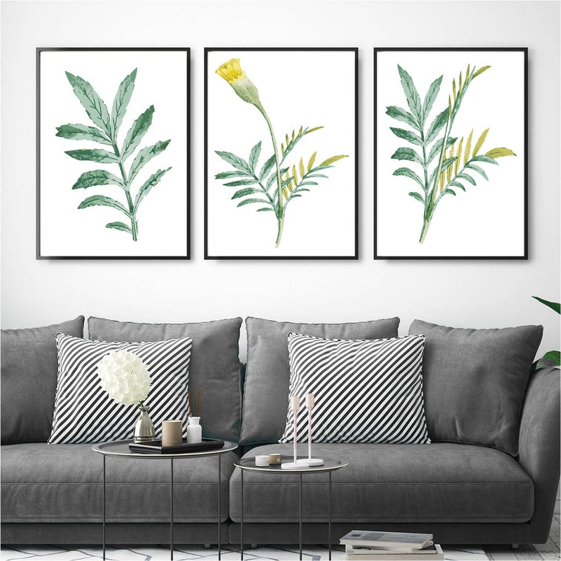 Set of 3 Prints, Set of 3 Wall Art, Yellow Flower Print, Yellow Flower ...