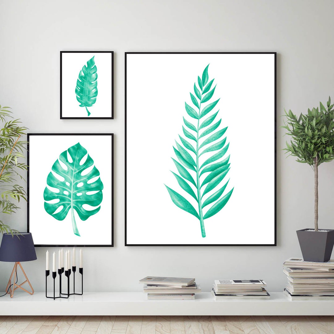 Botanical Print Set of 3, Set of 3 Botanical Prints,green Botanical ...