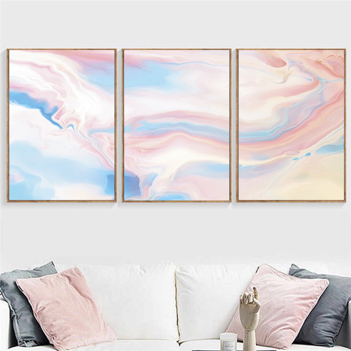 Set of 3 Prints, Set of 3 Wall Art, Pink Marble Print, Modern Wall Art ...