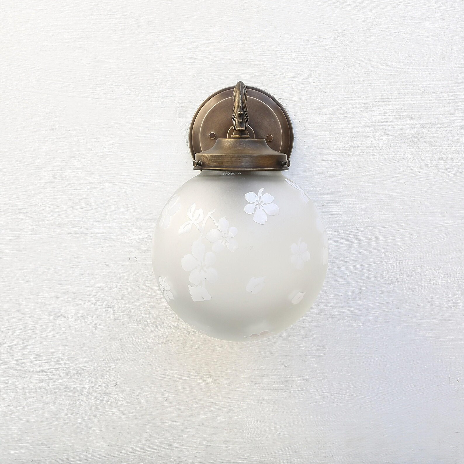 Casting Brass Wall Sconce: Hand-blown Glass Shade, UL Listed, UL Listed ...