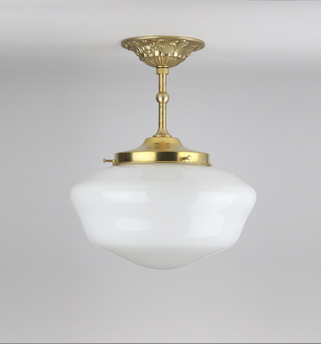 Casting Brass Flush Mount /brass Ceiling Light With Shade/ - Etsy