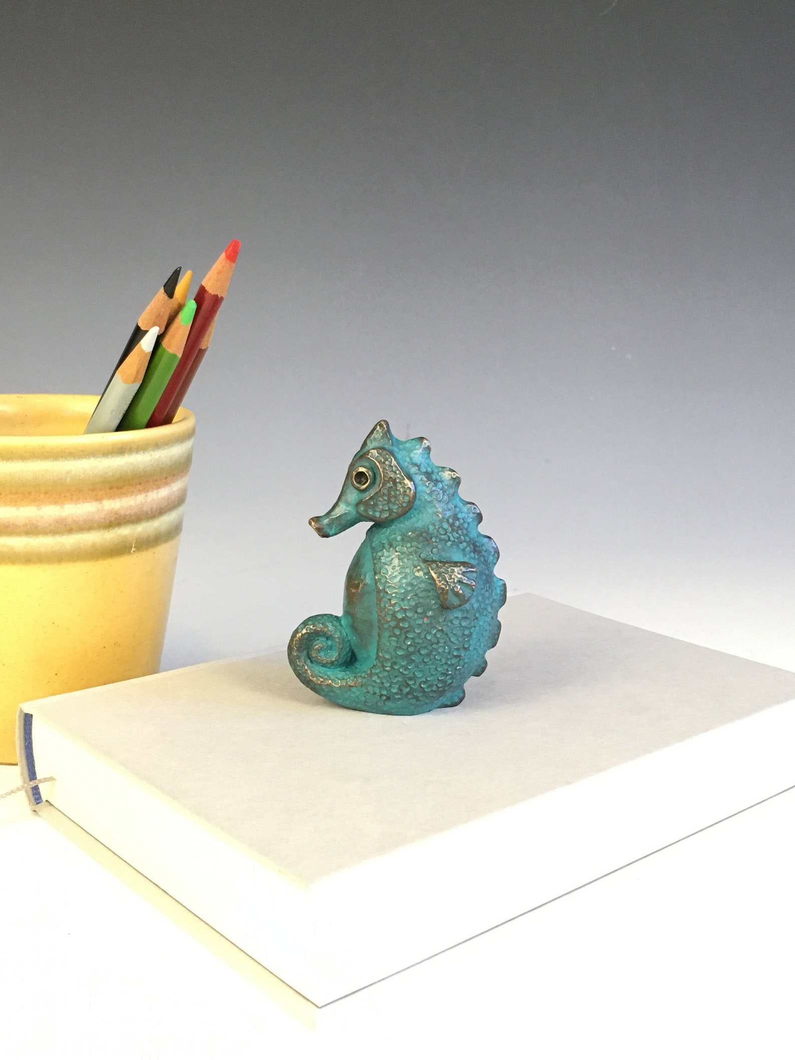Bronze Seahorse Figurine – Patina Finish Sea Animal Sculpture - Etsy