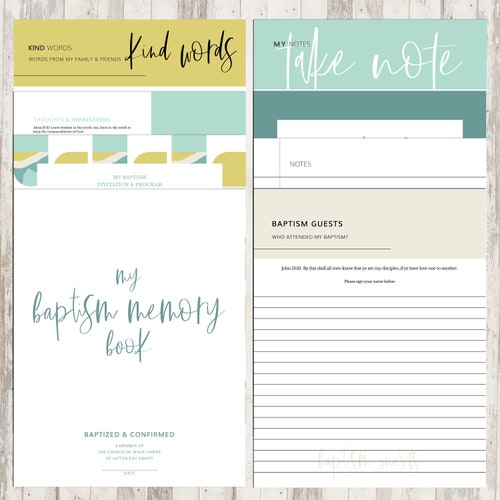 LDS Baptism Memory Book Printable 8.5 X 11 instant - Etsy