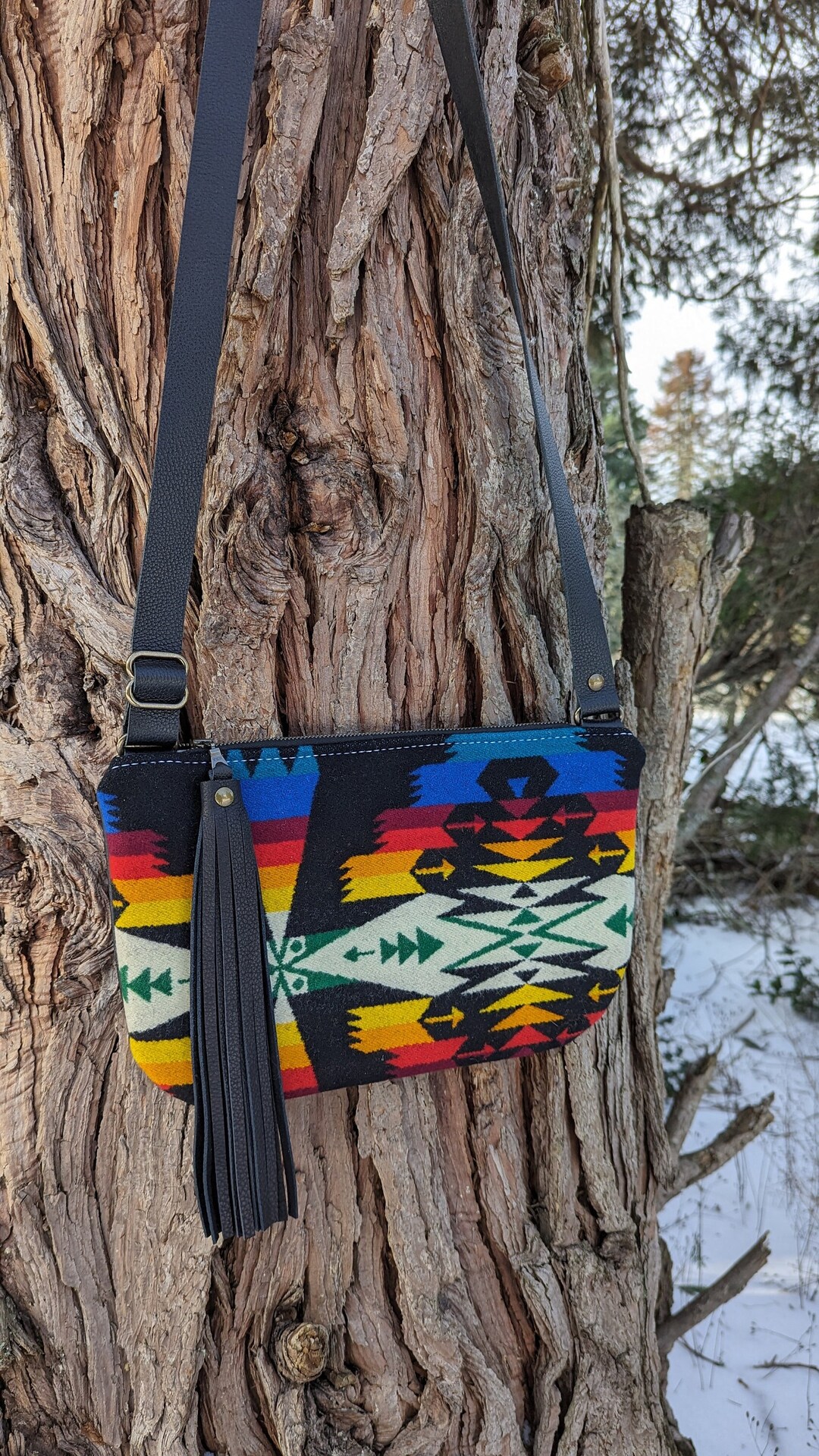 Crossbody Purse Made With Pendleton® Wool and Leather Medium Crossbody Purse Western Style Purse ...