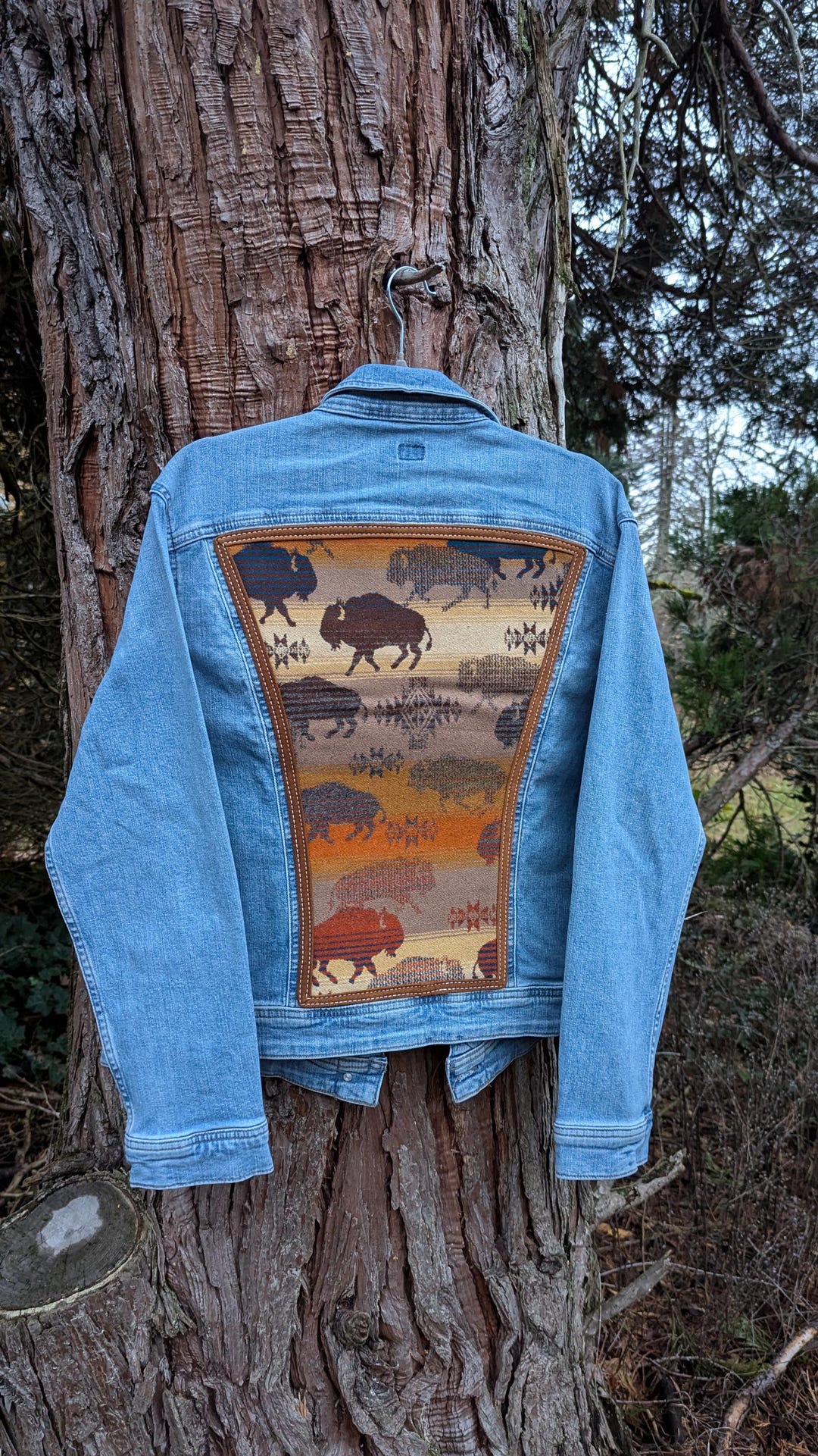 Jean Jacket Embellished With Pendleton® Wool, Southwestern Wool Jean ...