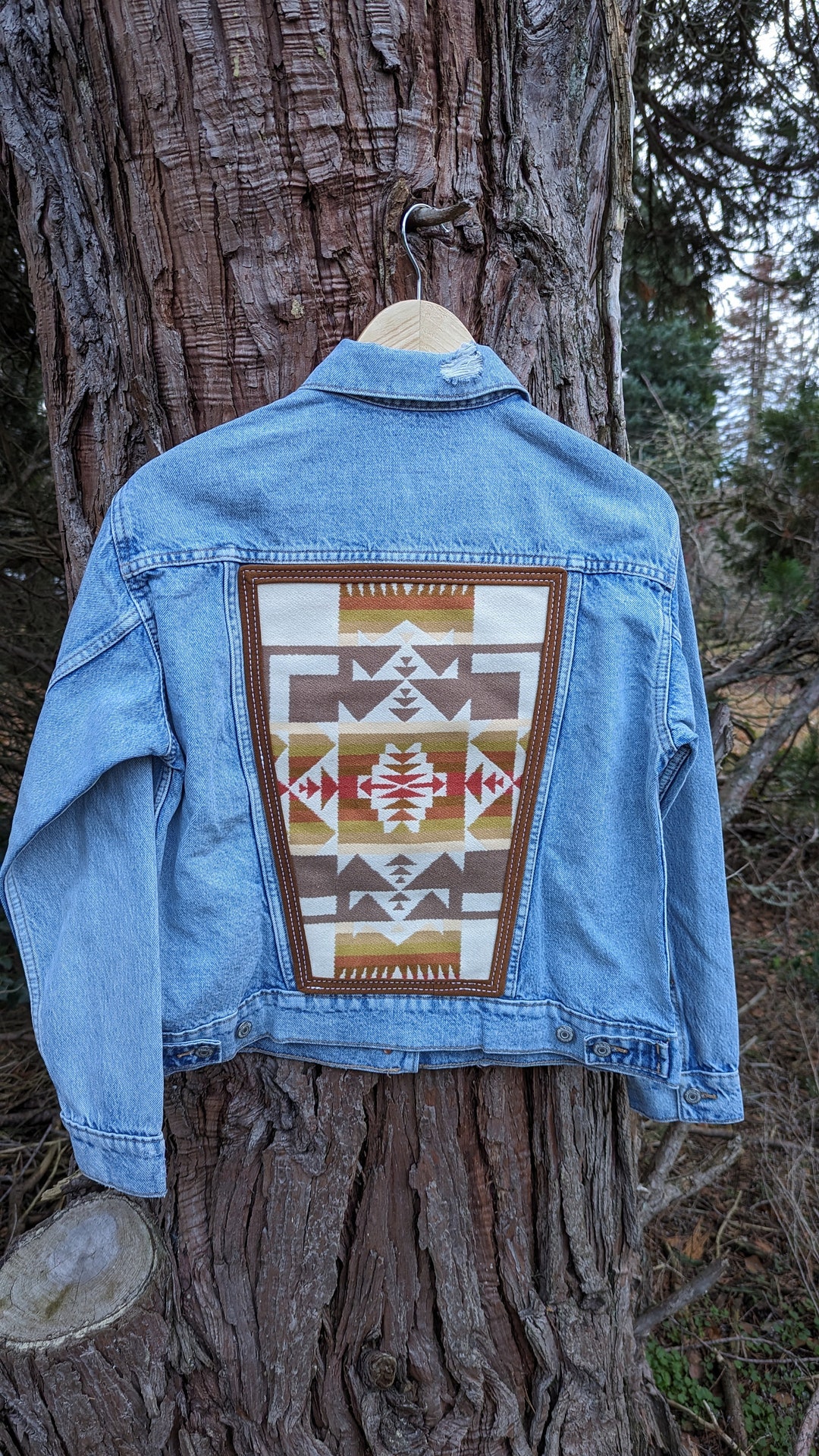 Jean Jacket Embellished With Pendleton® Wool, Southwestern Wool Jean ...