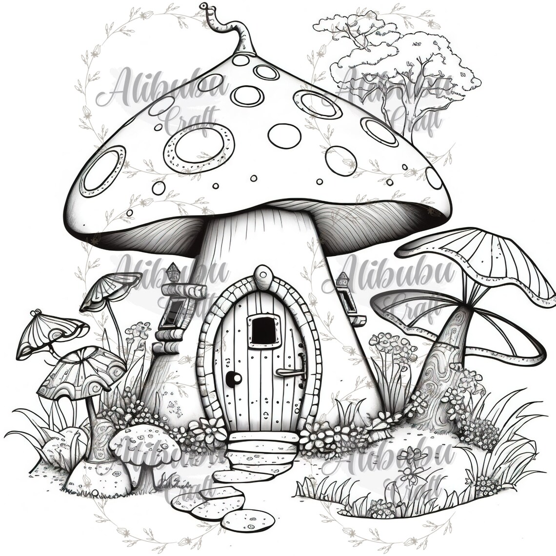 10 Fantasy Mushroom Fairy House Coloring Pages SET 1 Fantasy - Etsy
