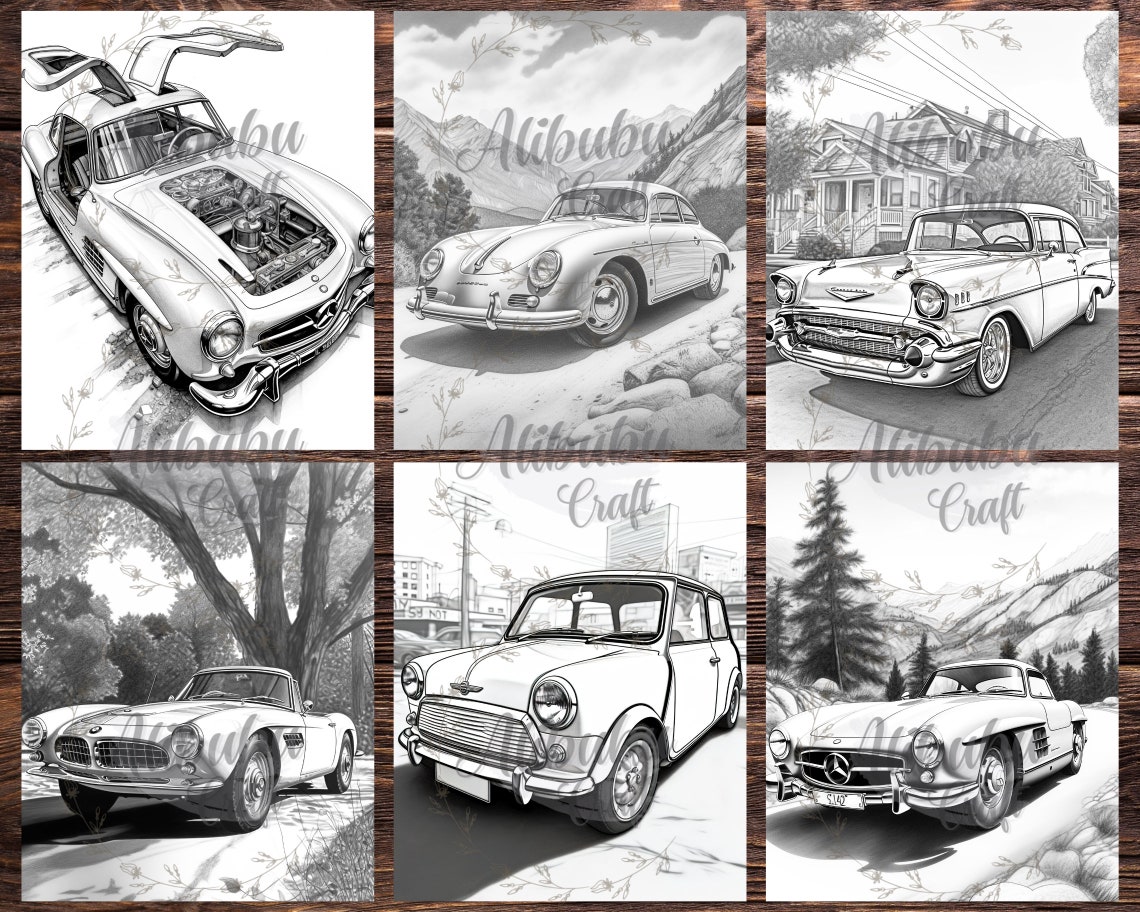 26 Classic Car Coloring Pages Set 1 Vintage Car Coloring Book - Etsy