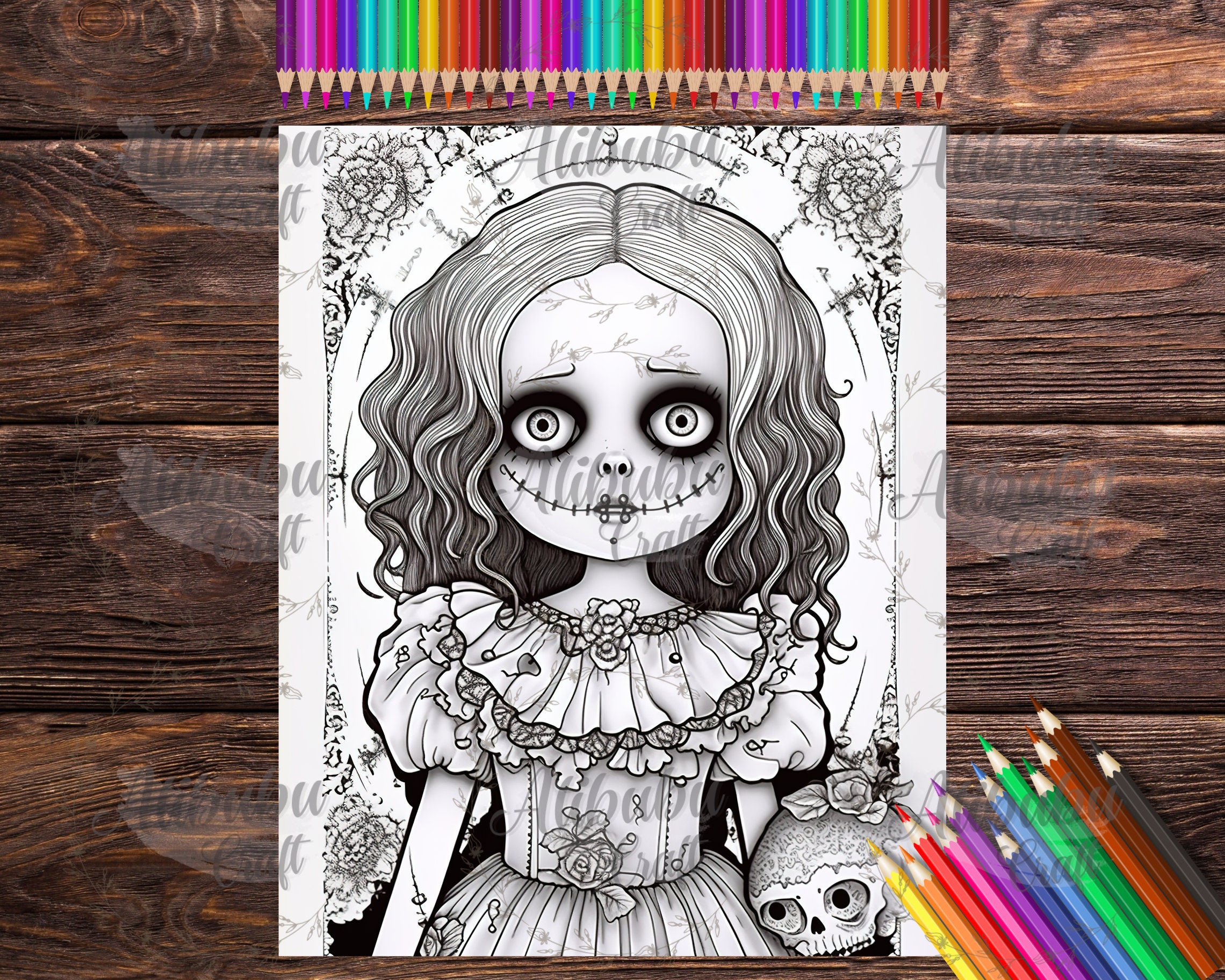 22 Creepy Dolls Coloring Pages Horror Coloring Page - Etsy
