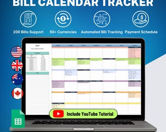 Bill Tracker Spreadsheet Google Sheets Excel Bill Calendar Monthly ...