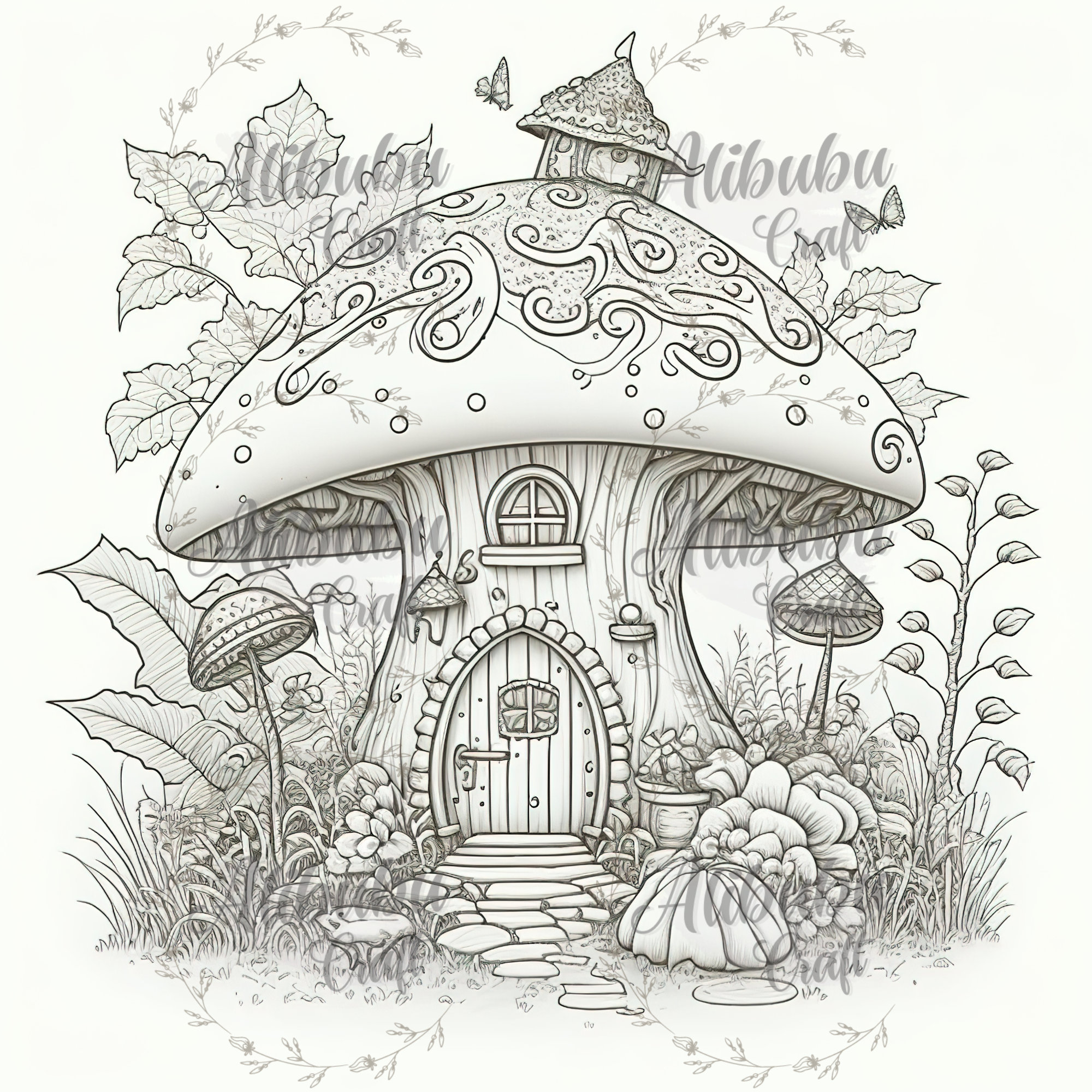 10 Fantasy Mushroom Fairy House Coloring Pages SET 1 Fantasy - Etsy