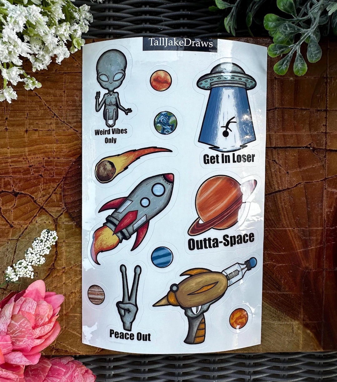 Outer-space Themed Sticker Sheet, Journaling Stickers, Fun Gifts for ...