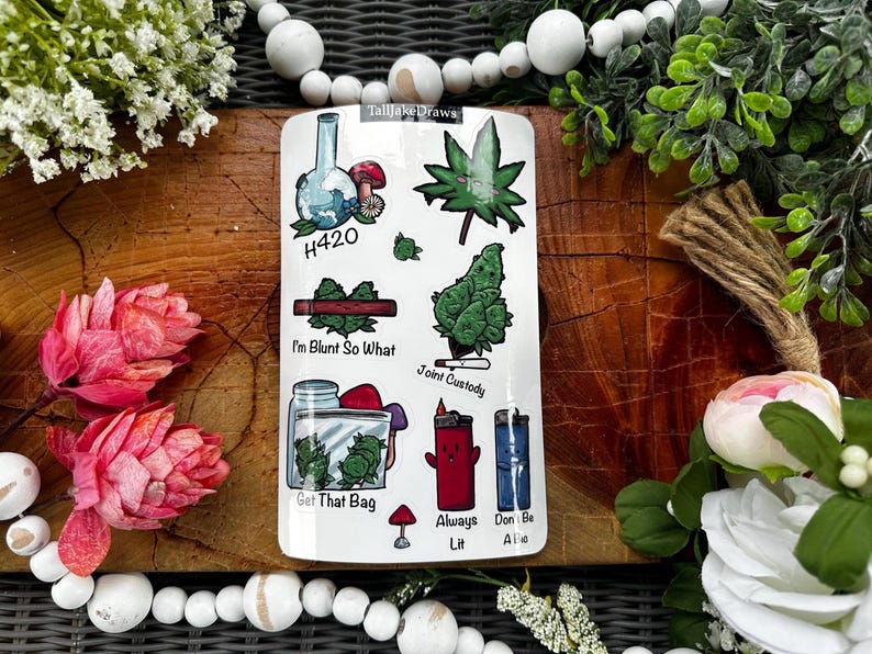 420 Themed Sticker Sheet. Waterbottle Stickers, Planner Stickers, Gift ...