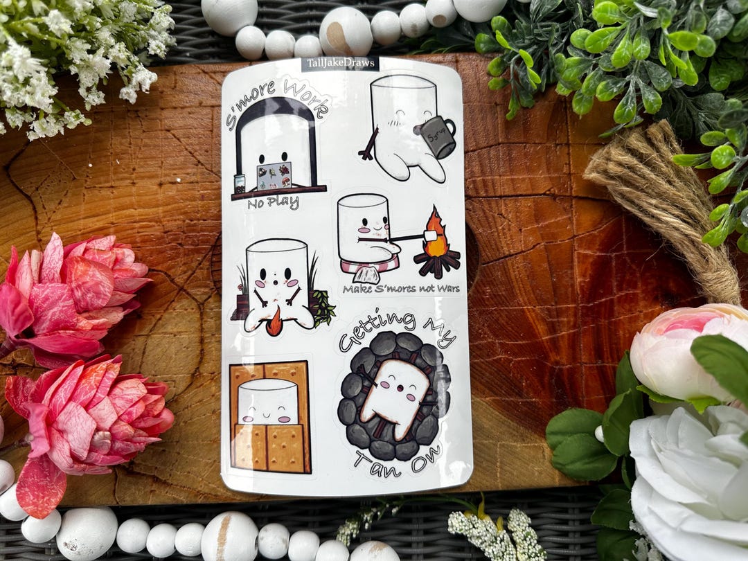 Marshmallow Themed Sticker Sheet. Waterbottle Stickers, Planner ...