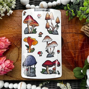 Colorful Mushroom Vinyl Sticker Sheet - Fun and Unique Sticker Sheet ...