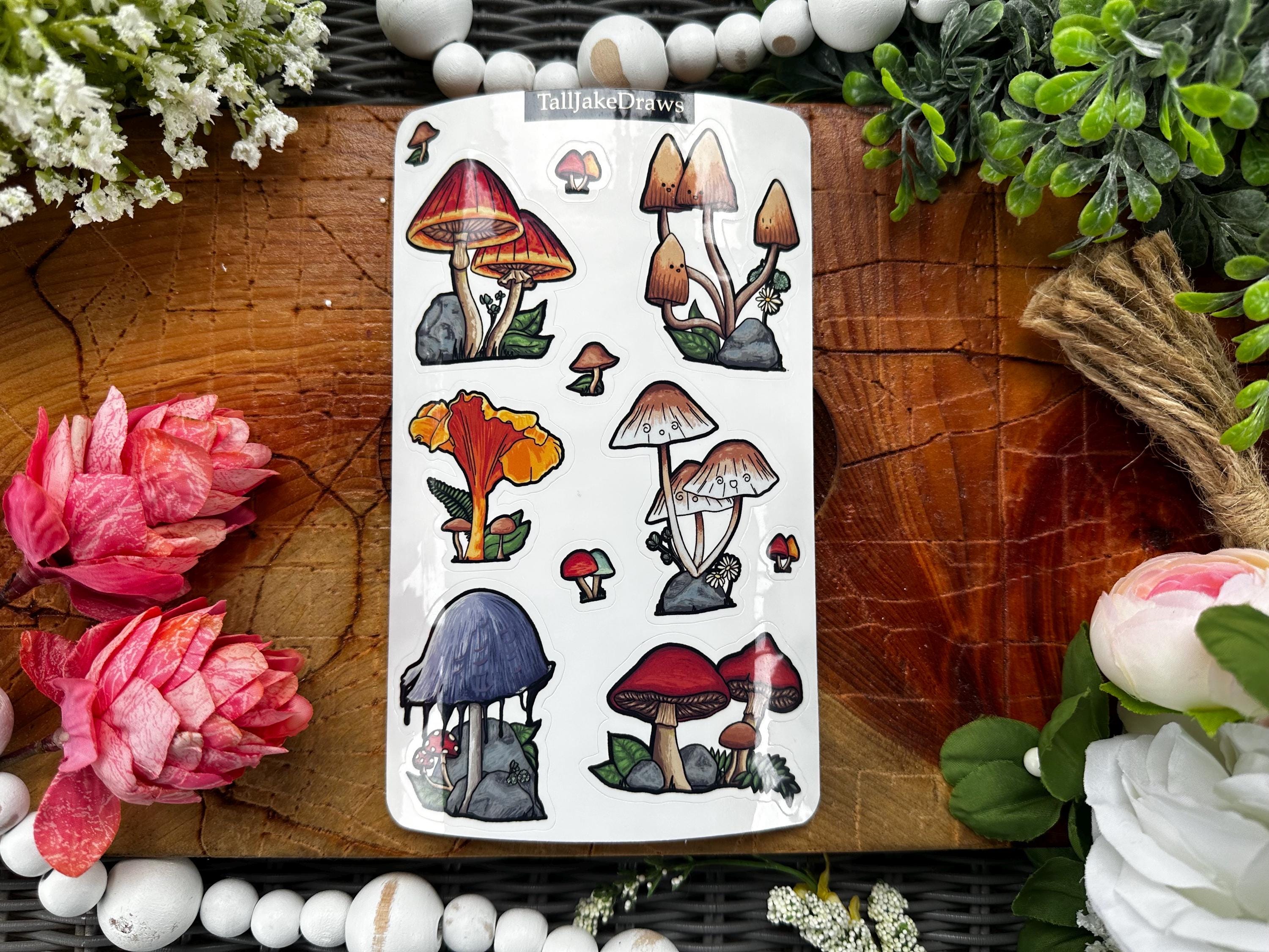 Colorful Mushroom Vinyl Sticker Sheet - Fun and Unique Sticker Sheet ...