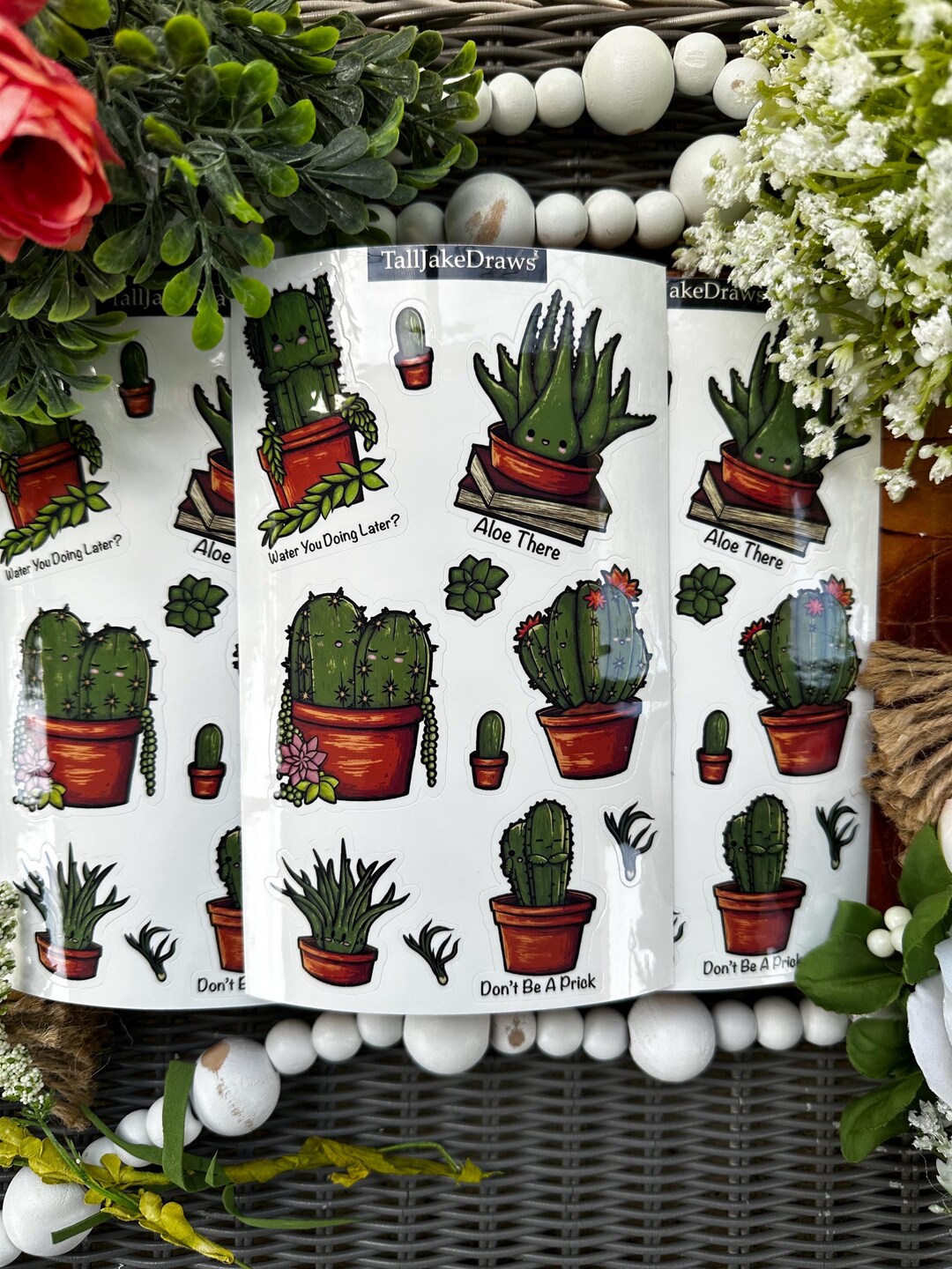 Cactus Themed Sticker Sheet, Journaling Stickers, Fun Gifts for ...