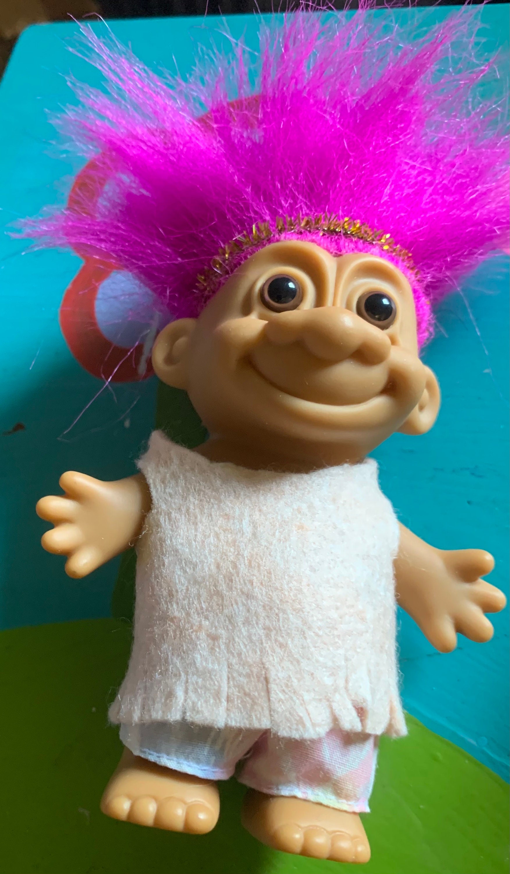 4 Russ Troll Doll, 1980s With New Hand Made Peach Felt Dress With ...