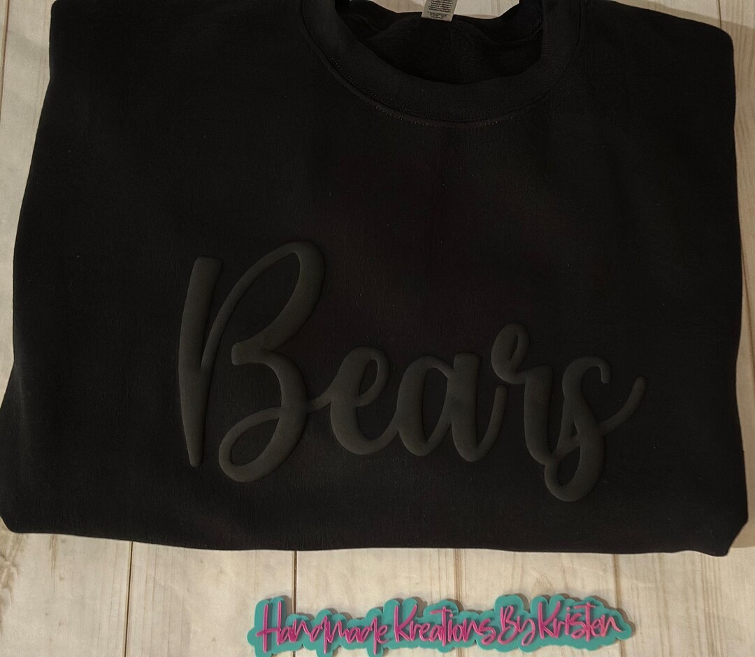 Black on Black Puff Print Crewneck - Etsy