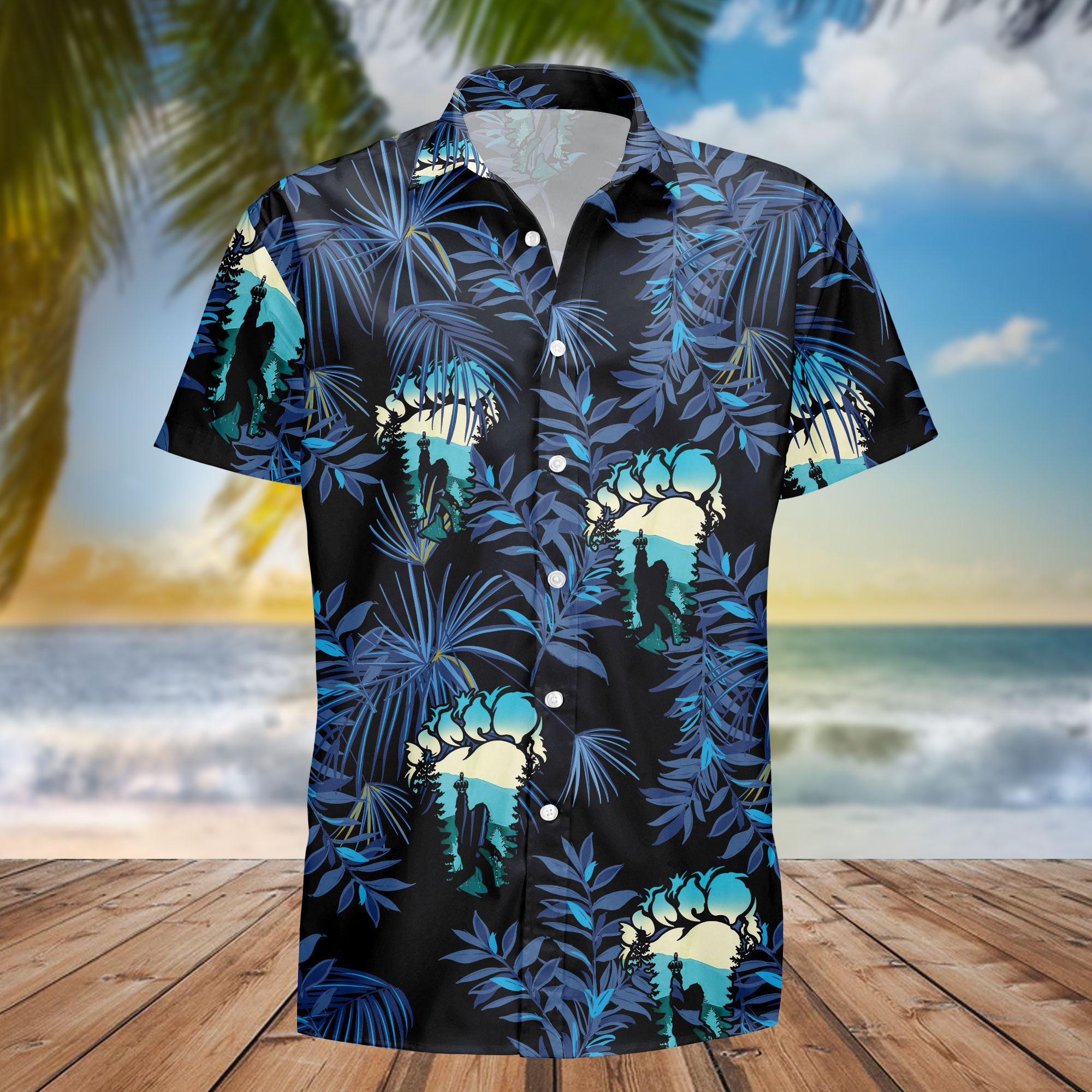 Bigfoot Hawaiian Shirt, Aloha Tropical Shirt, Bigfoot Clothing, Bigfoot ...