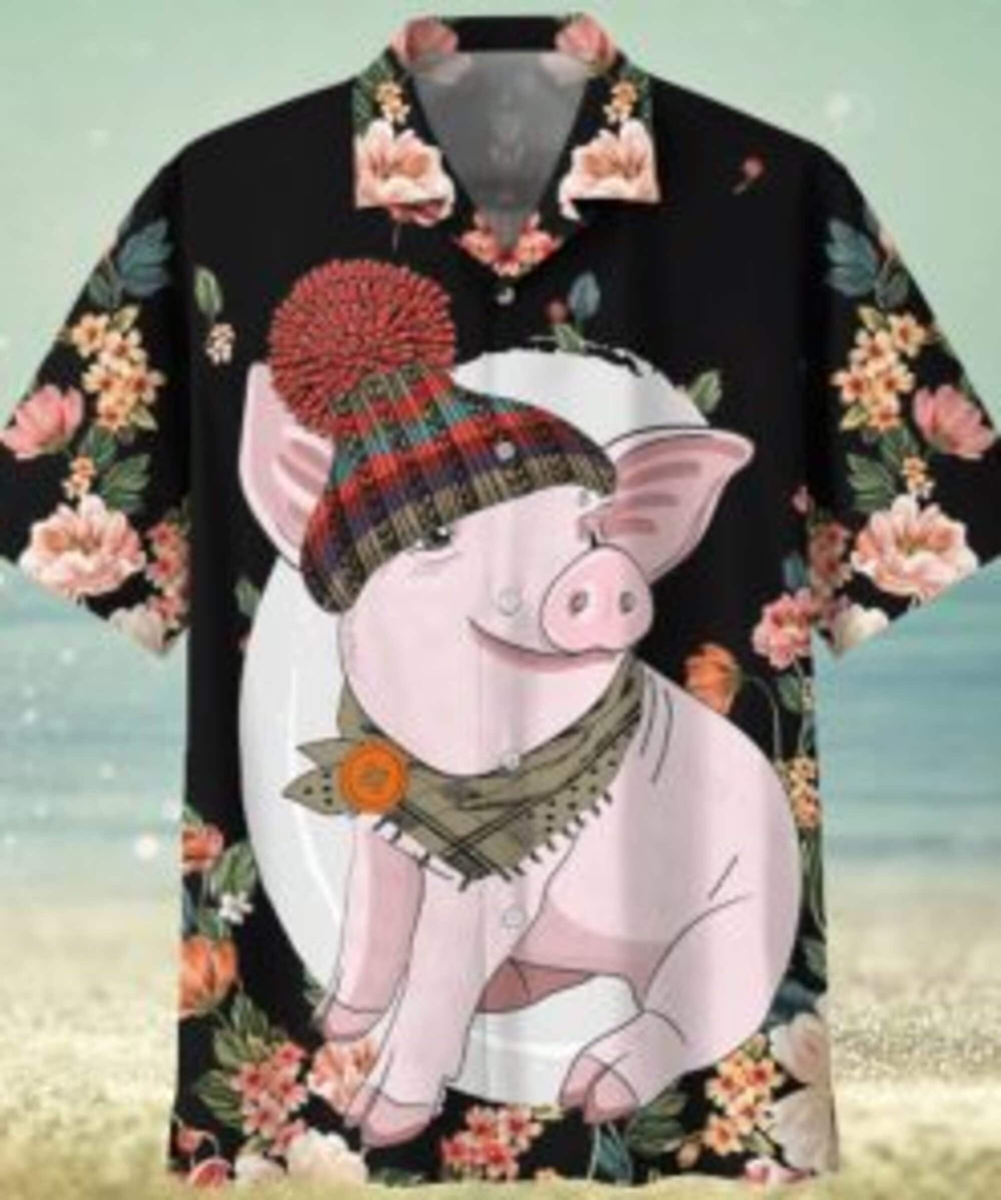 Pink Pig Hawaiian Shirt, Farm Animal Hawaiian Shirt sold by Barriss ...