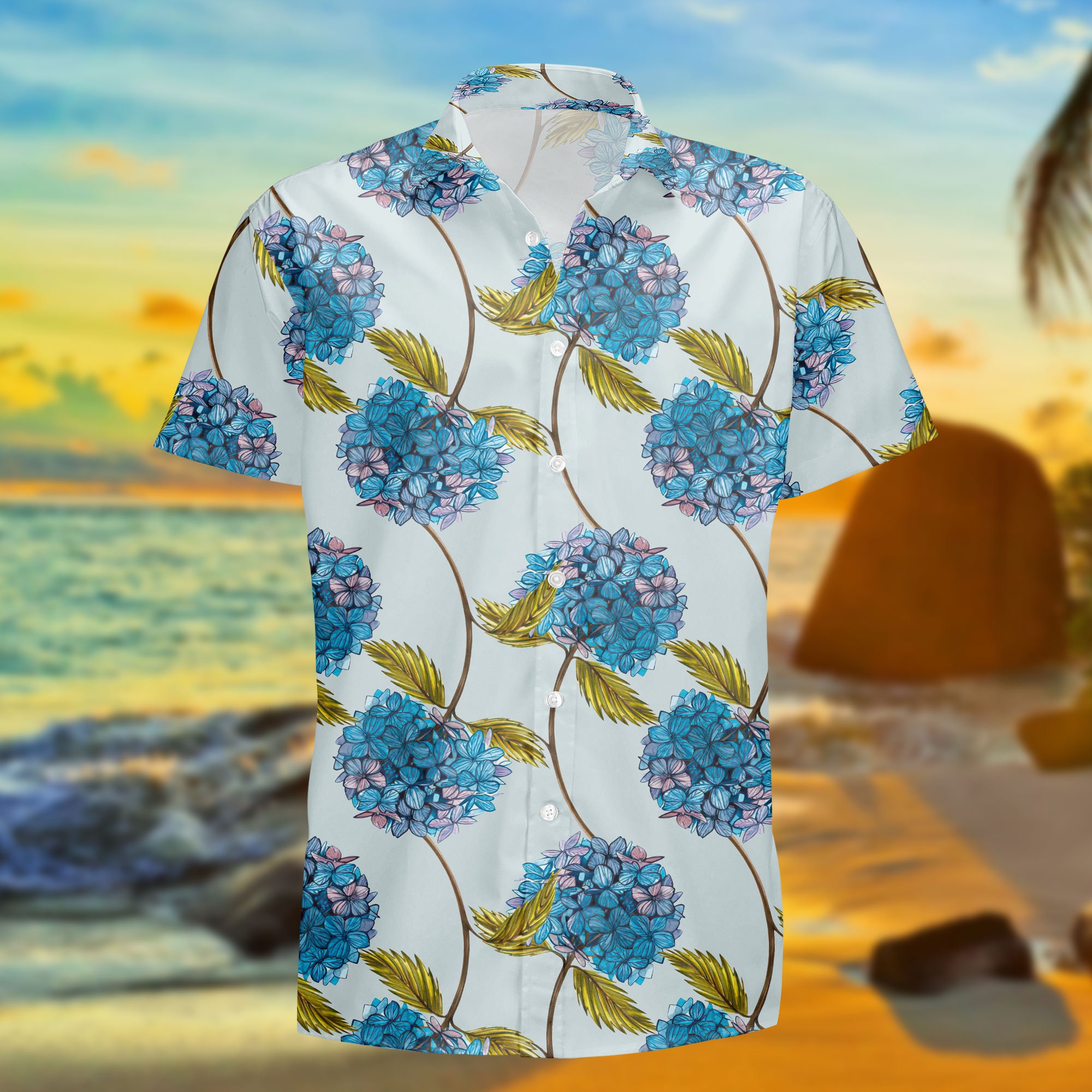 White Hydrangea Blouse Hawaii Shirt, Tropical Opossum Hawaiian Shirt ...