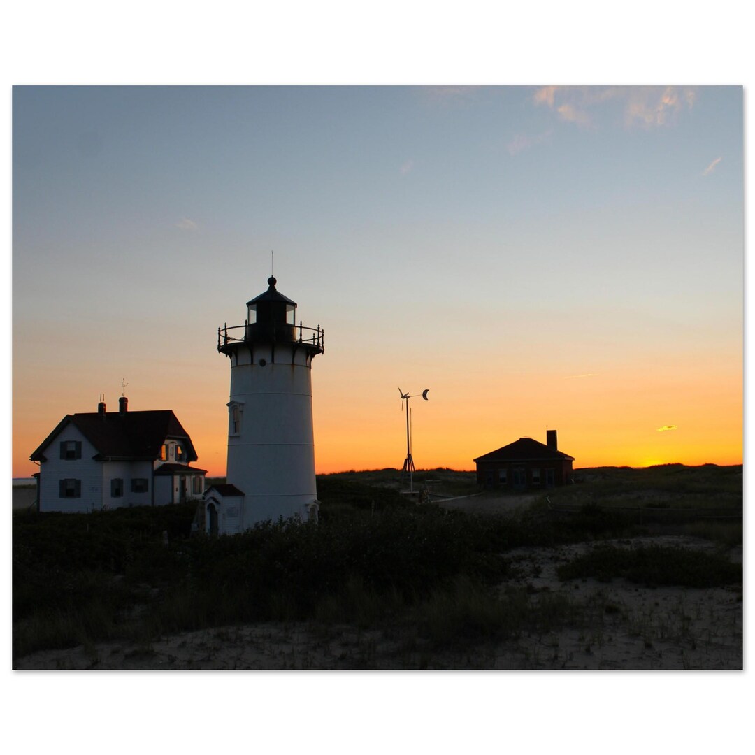 Race Point Lighthouse Sunset Art Print - Cape Cod Coastal Decor - Etsy