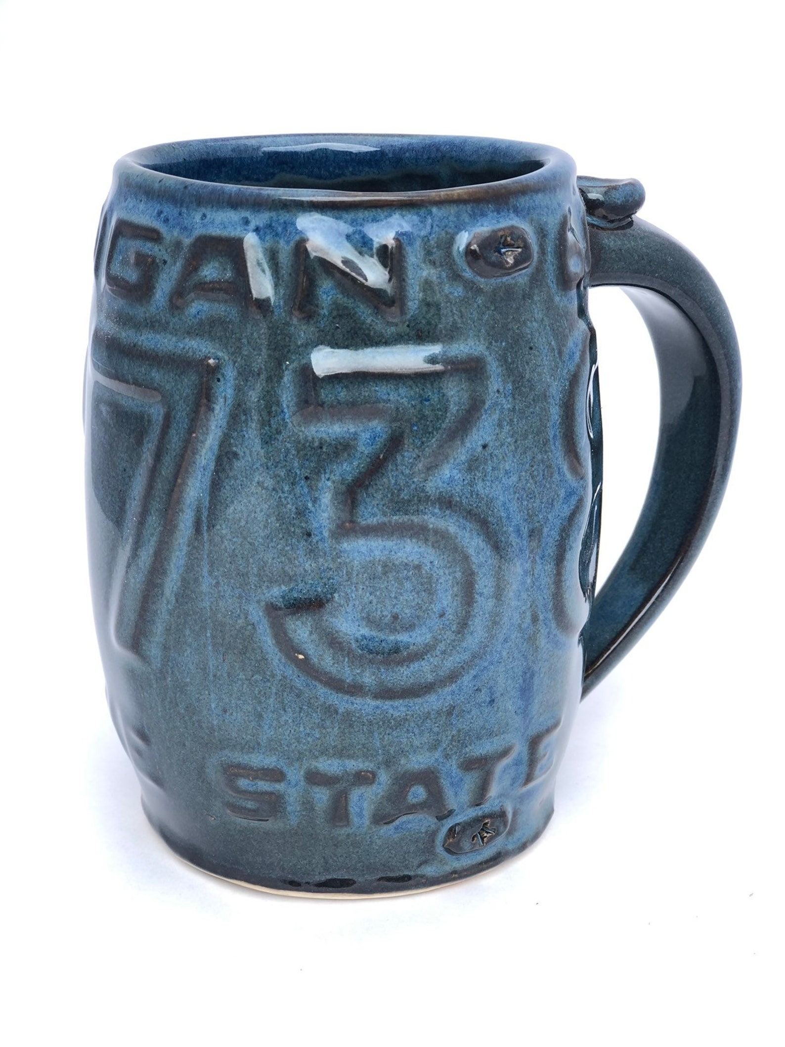 Michigan License Plate Mug Unique Pottery Coffee Mug | Etsy