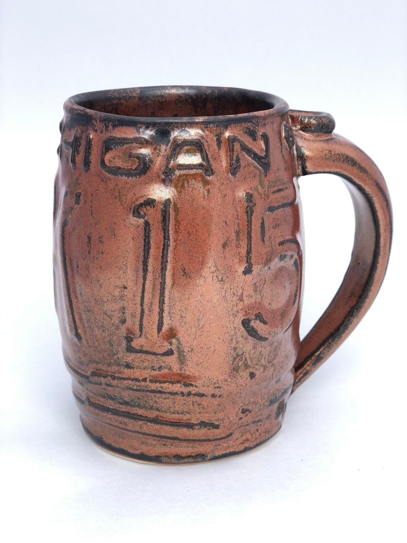 Michigan License Plate Mug Unique Pottery Coffee Mug | Etsy