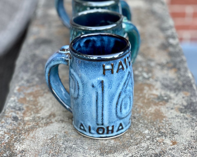 Hawaii, License Plate Mug, Unique Pottery, Coffee Mug, Ceramic Mug ...