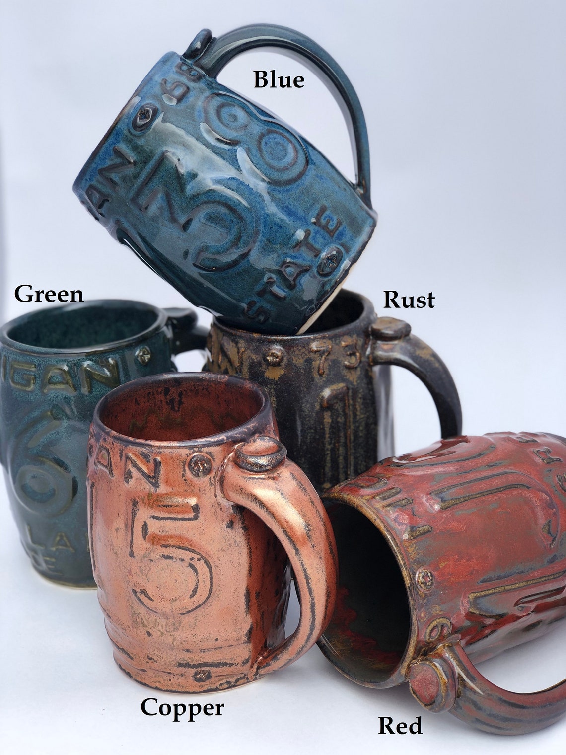 Michigan License Plate Mug Unique Pottery Coffee Mug | Etsy