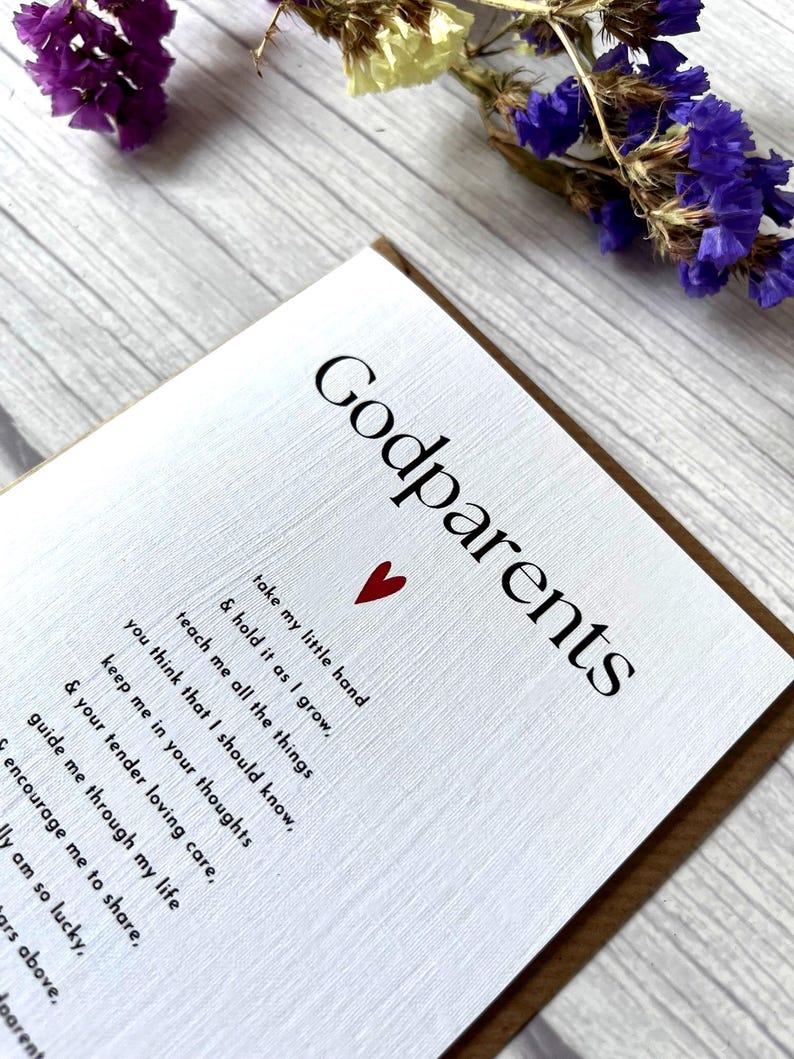 Personalised Godparents Poem Card – Christening Gift, Thank You ...