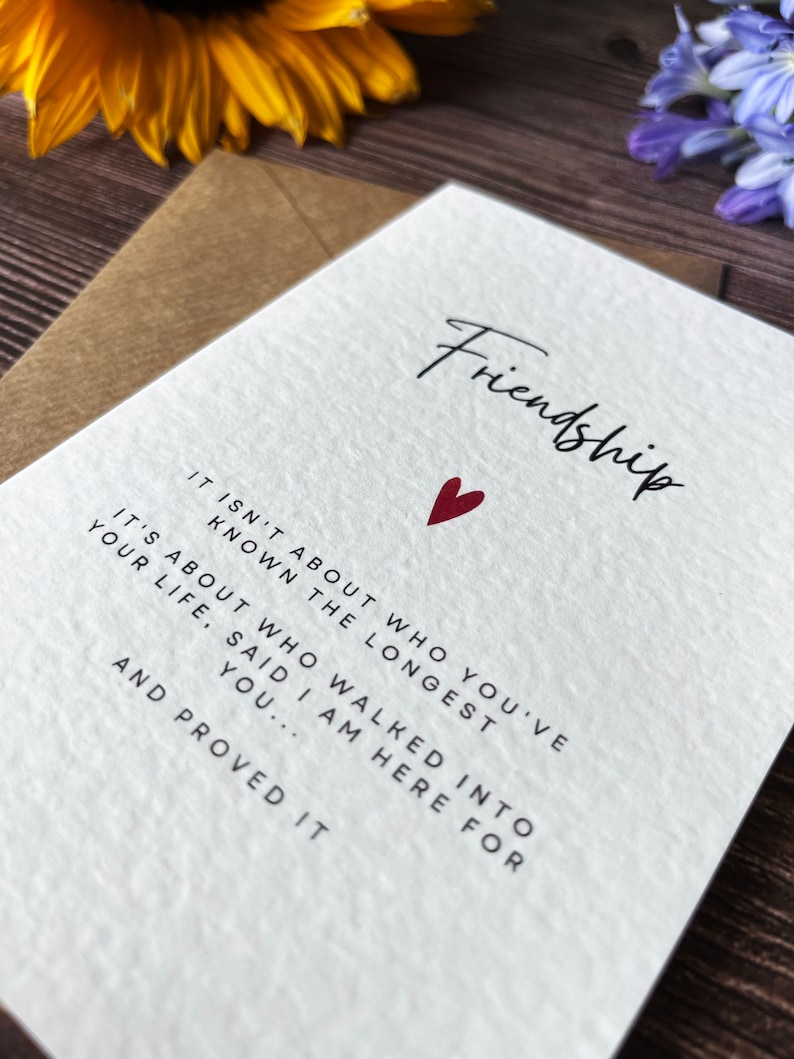 Personalised Friendship Poem Card - Anniversary, Birthday, or Christmas ...