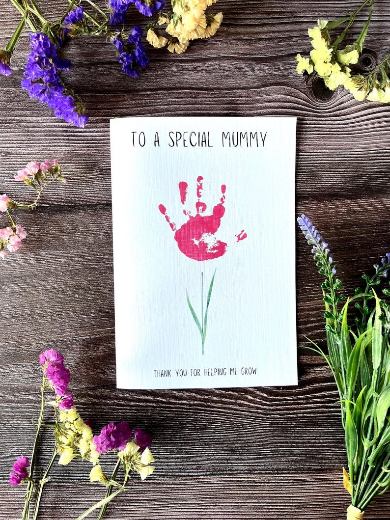 Printable Handprint Flower Card – DIY Mother's Day Keepsake (digital ...
