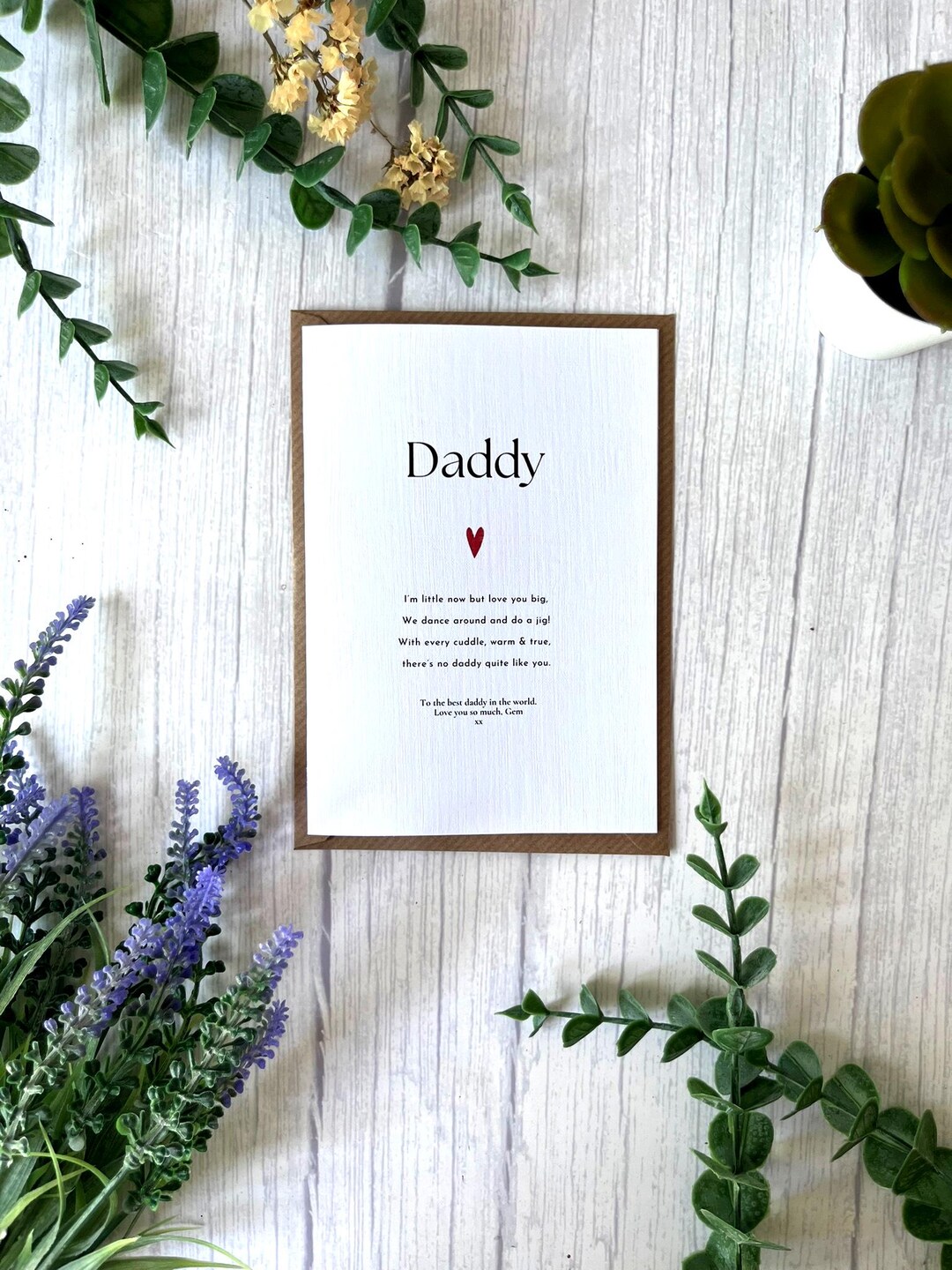 Personalised Daddy Card – Father’s Day Poem Card From Son or Daughter ...