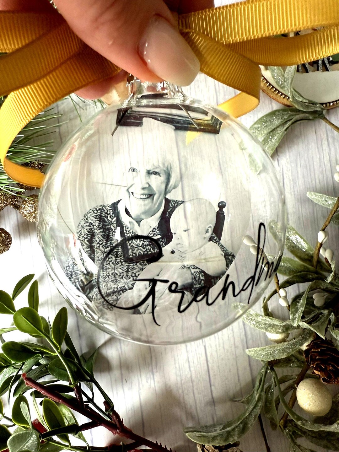 Personalised Glass Memorial Bauble – Translucent Photo Remembrance ...