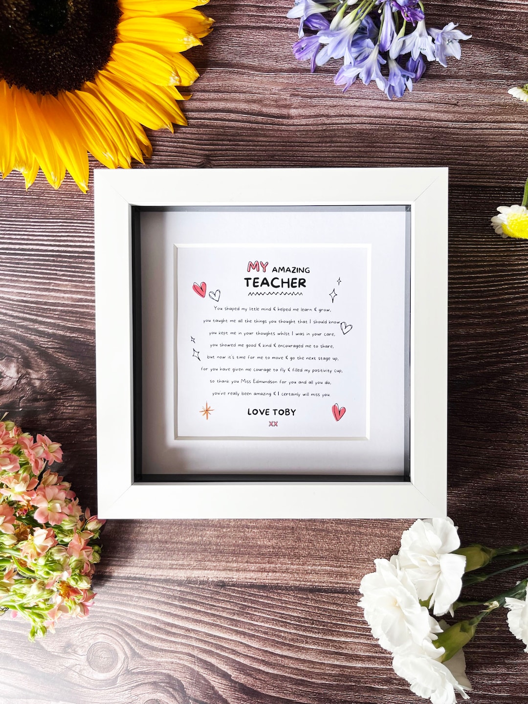 Mini Teacher Leaving Poem Frame Keepsake - Perfect Personalised Gift ...